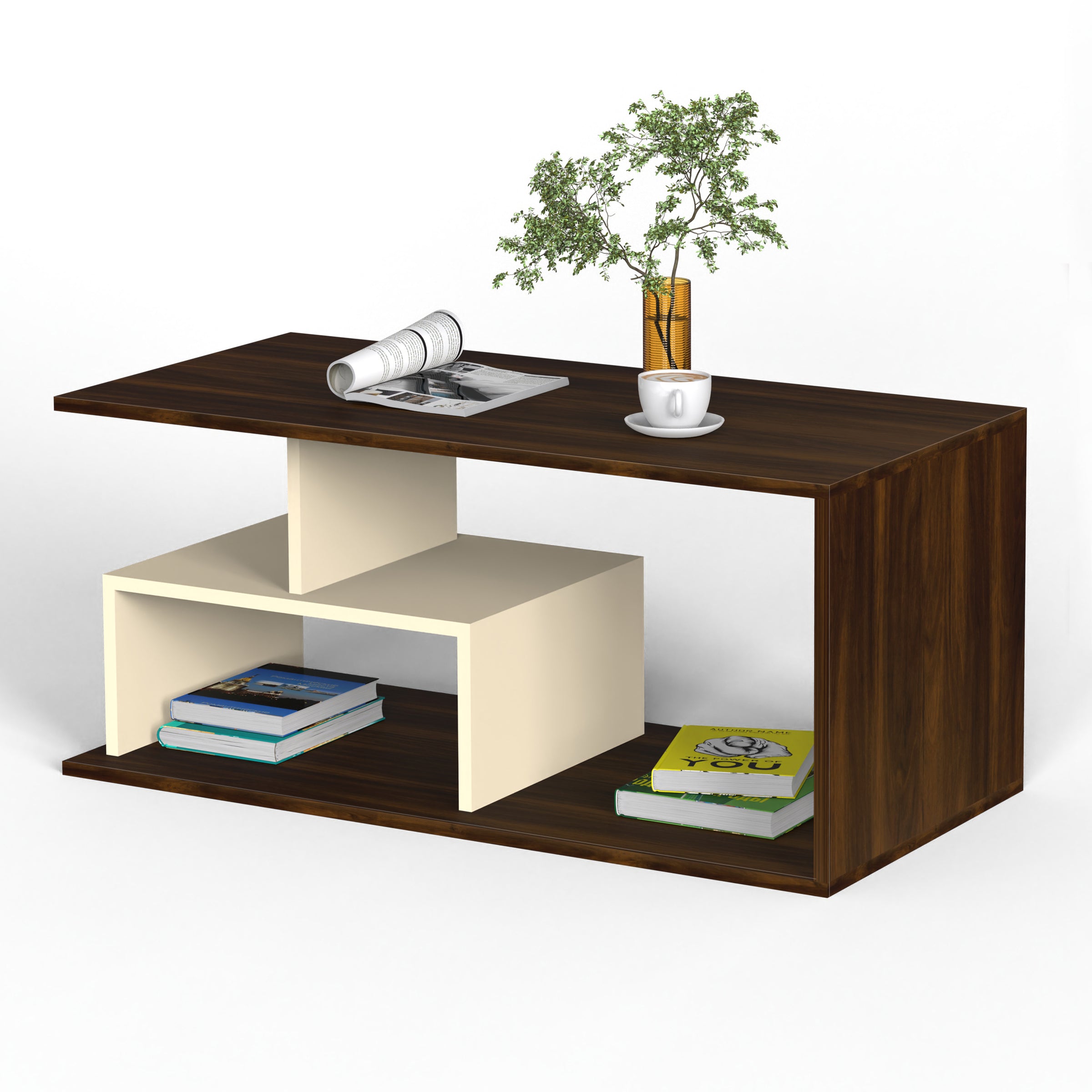 Smohn Coffee & Center Table Eessentia Range Brown Maple & Beige — Bluewud