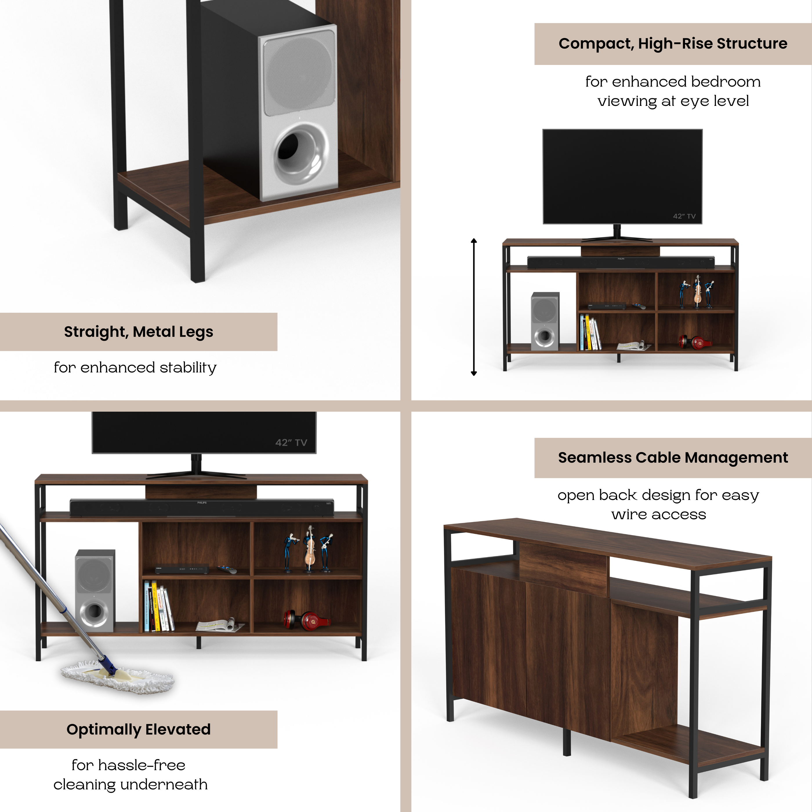 Duskin TV Entertainment Unit Set Top Box Stand/TV Cabinet with Shelves ...