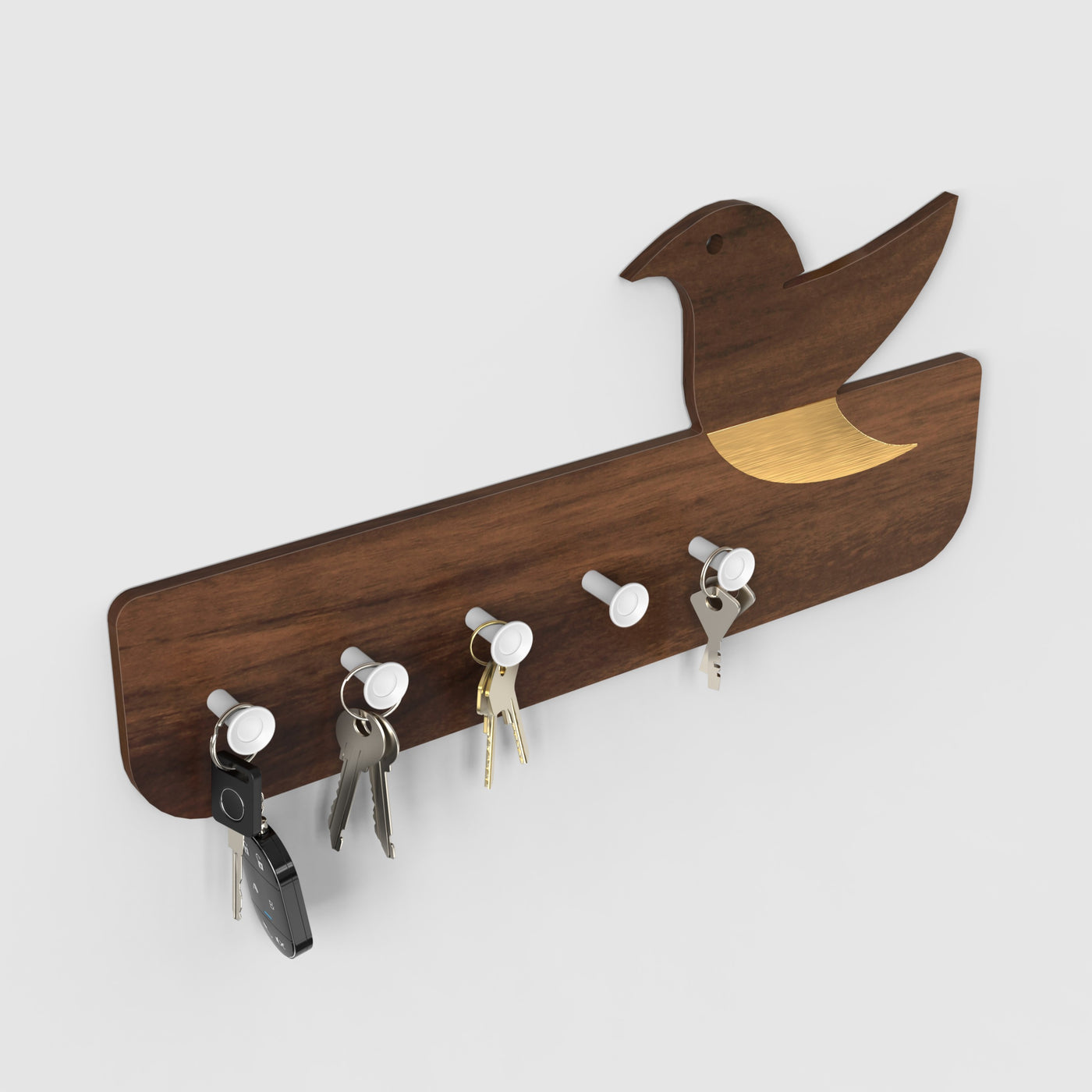 Edell Wall Mounted Decor Key Holder Hanger with 5 Knobs with a Bird De ...
