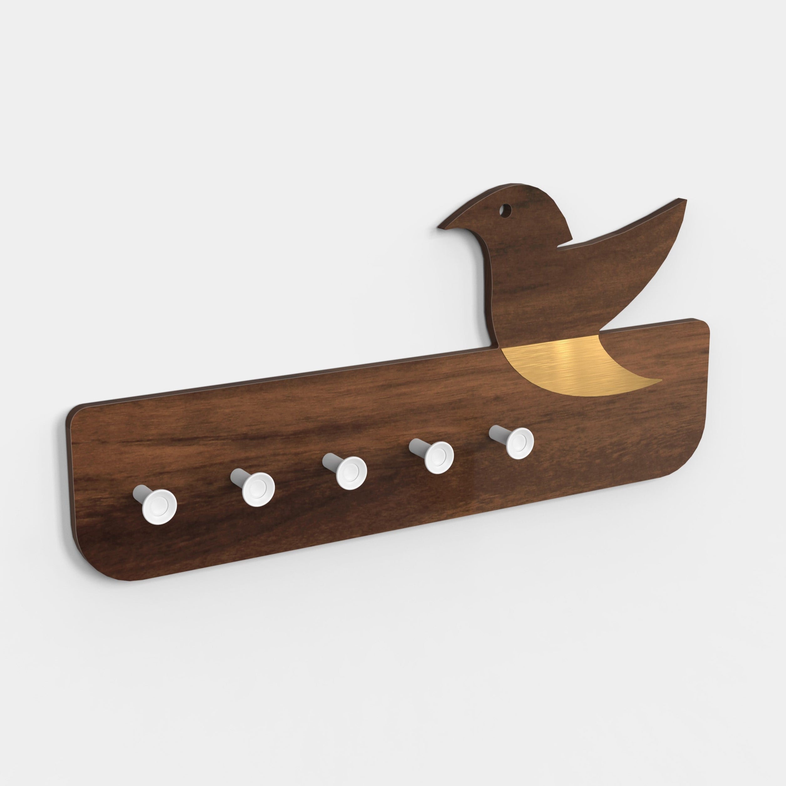 Edell Wall Mounted Decor Key Holder Hanger with 5 Knobs with a Bird De ...