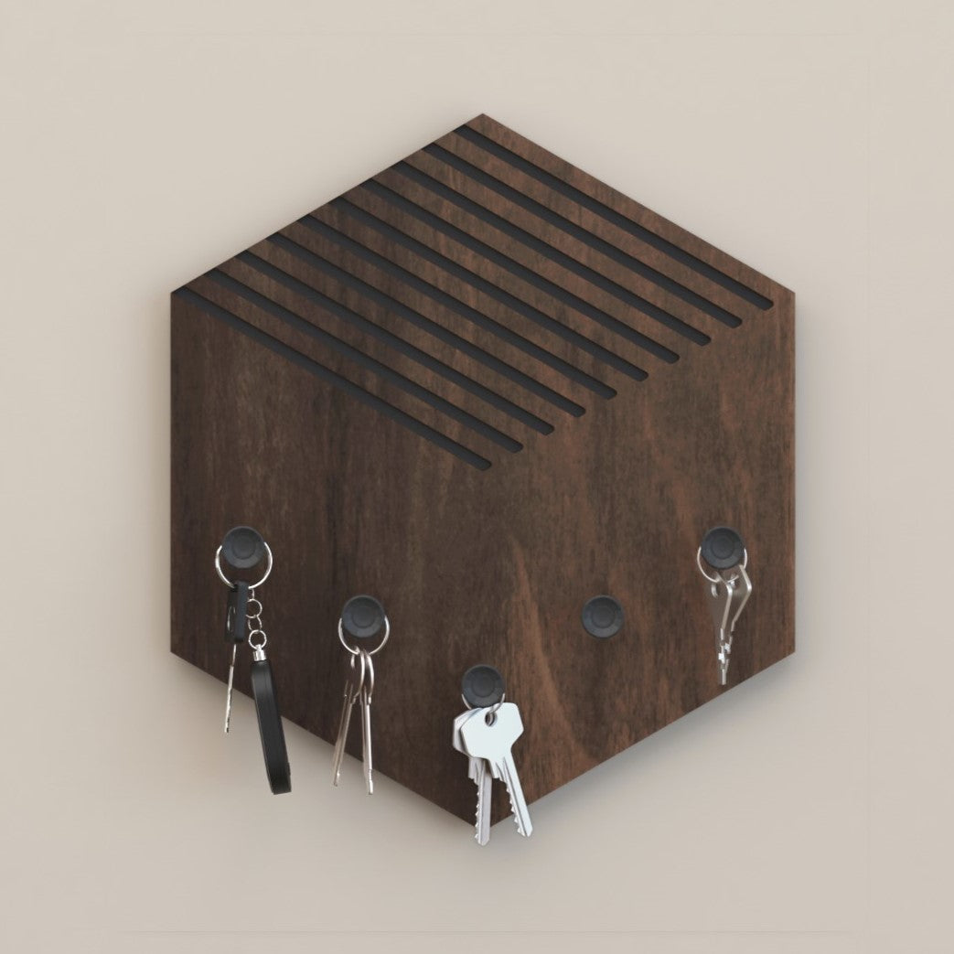 Ramnet Wall Mounted Decor Key Holder Hanger with 5 Hooks & Knobs (Brow ...