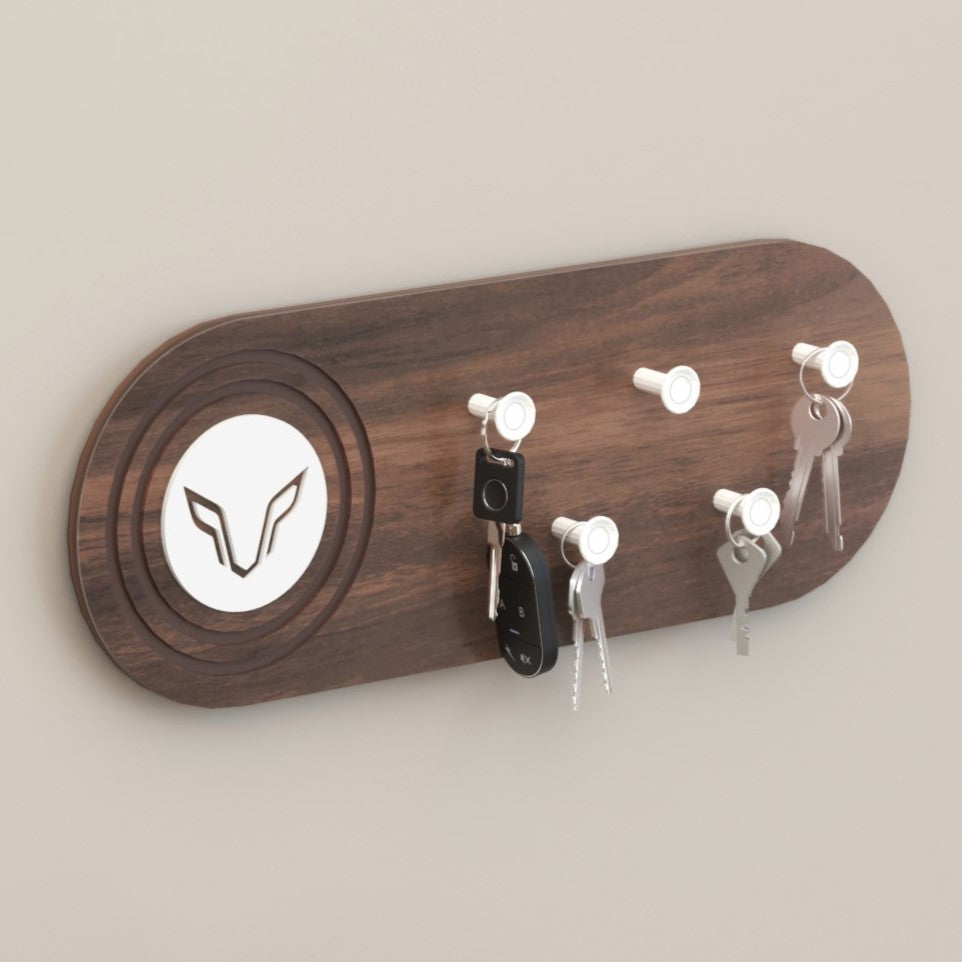 Walrore Wall Mounted Decor Key Holder Hanger with 5 Knobs and a Wolf E ...