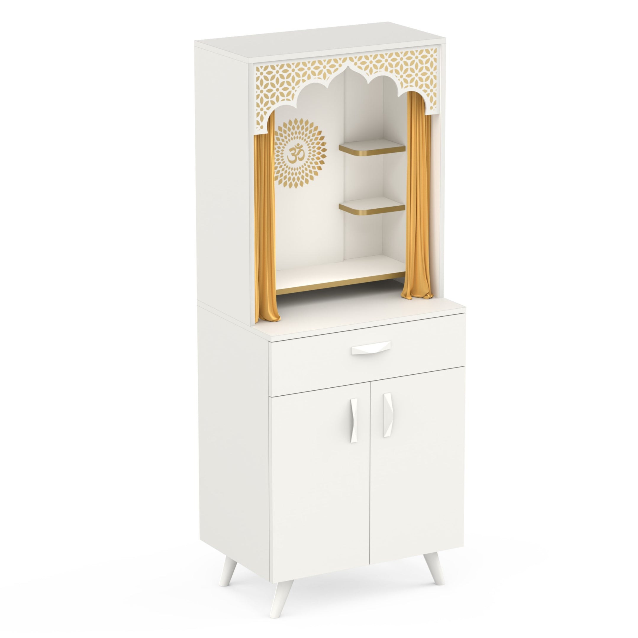 Sharnam Pooja Mandir, Temple Unit for Home with Storage Cabinet — Bluewud