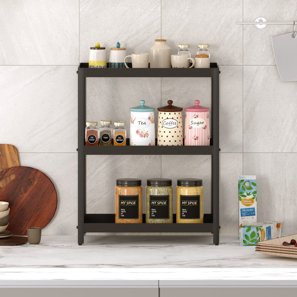 Greta Metal Spice Masala Rack Shelf Stand Organizer/Spice Bottle Displ ...
