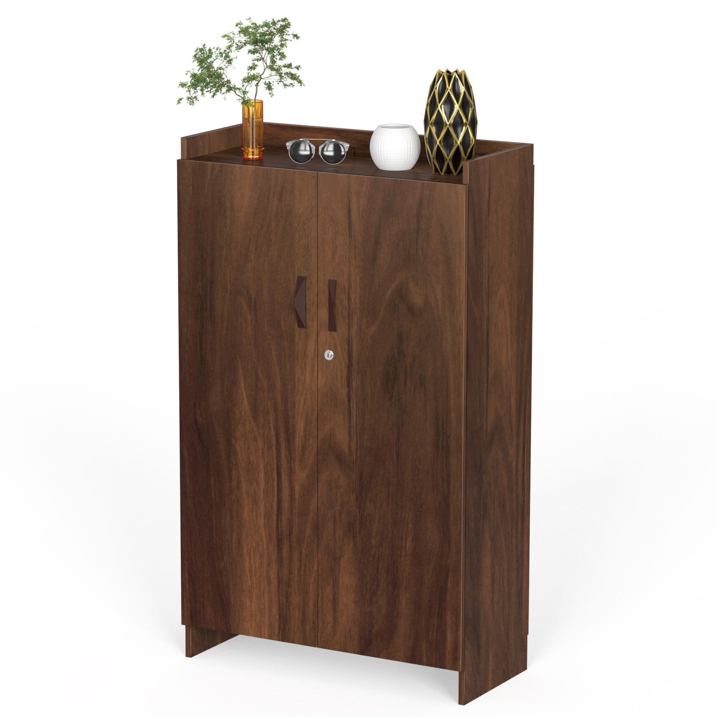 Brooklyn Tall Engineered Wood 2 Doors with Lock Shoe Rack — Bluewud