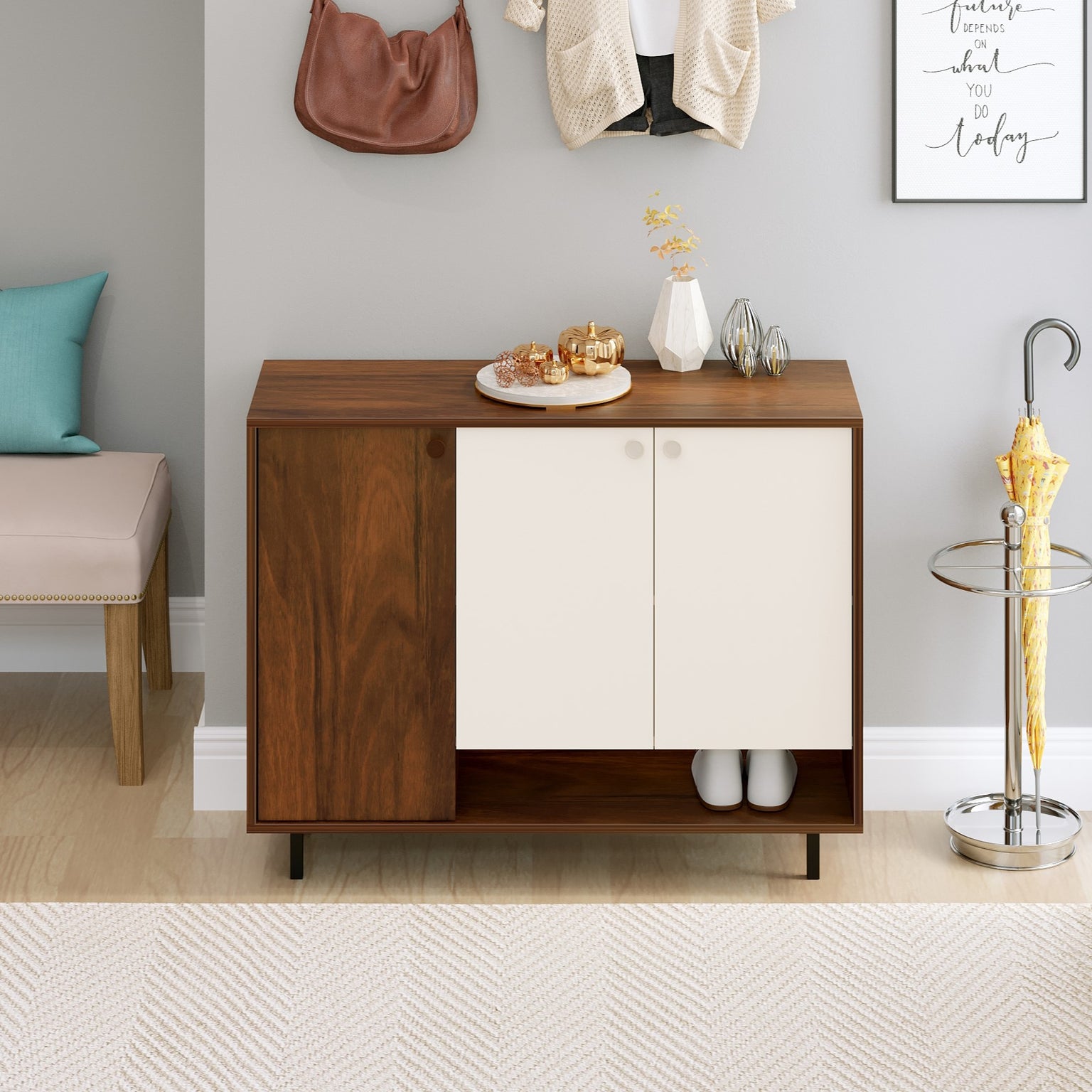 Wooden Shoe Rack, Shoe Stand Wooden, Shoe Rack With Door — Bluewud