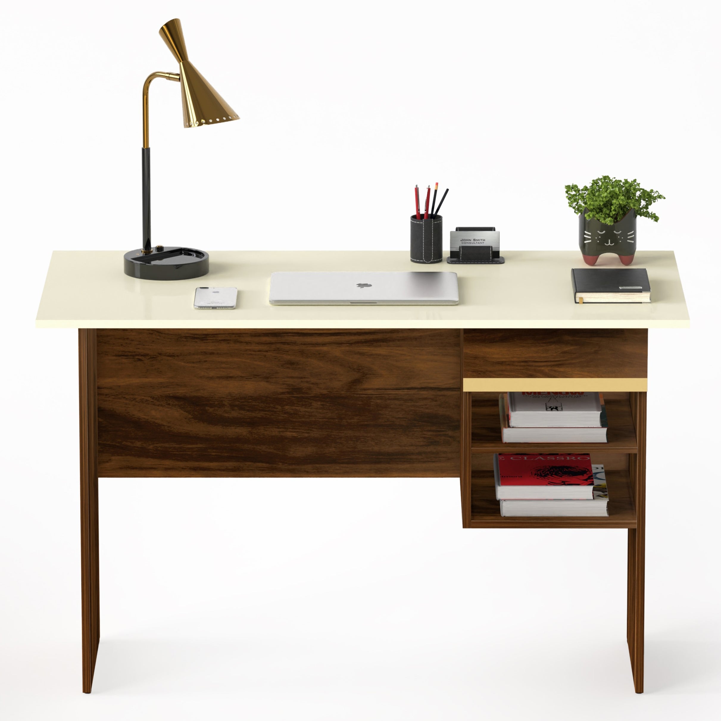 Amalet Study table (Brown Maple & Beige) — Bluewud