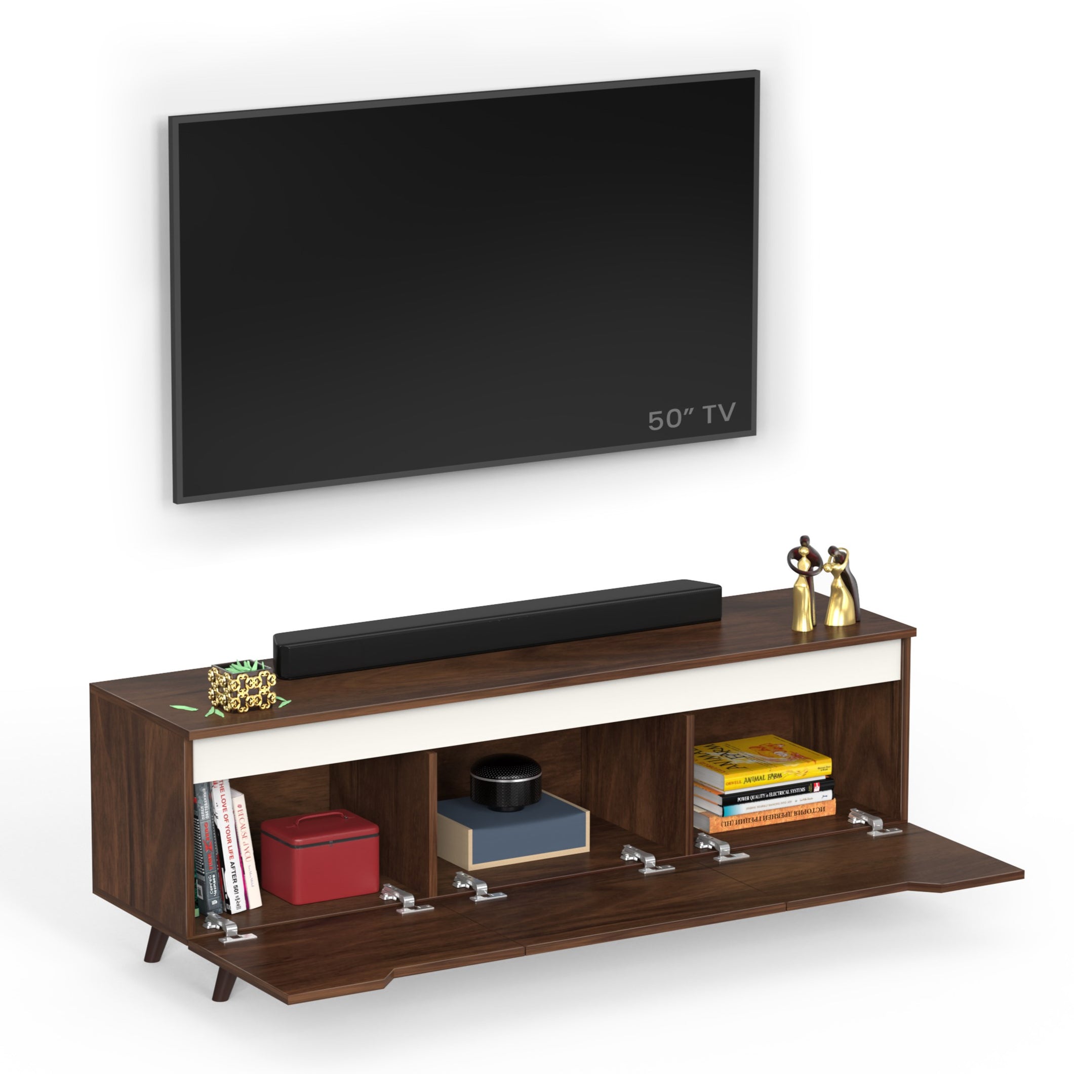 Blesky Mini Floor Standing TV Entertainment Unit & Cabinet with Décor ...