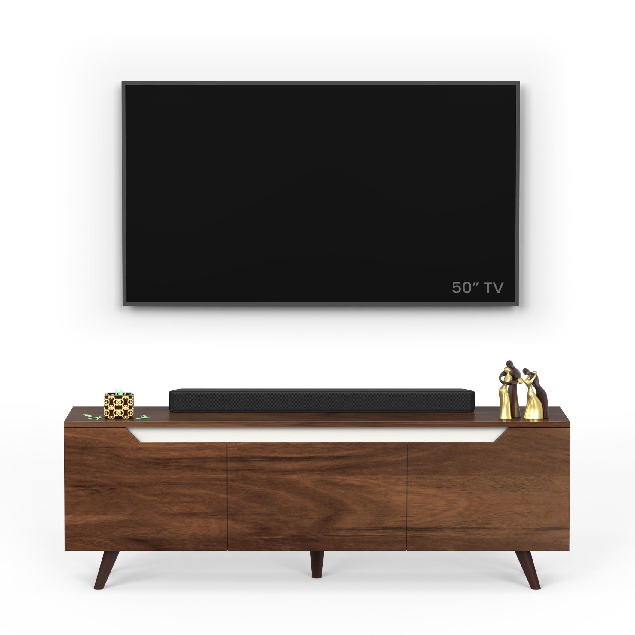 Blesky Mini Floor Standing TV Entertainment Unit & Cabinet with Décor ...