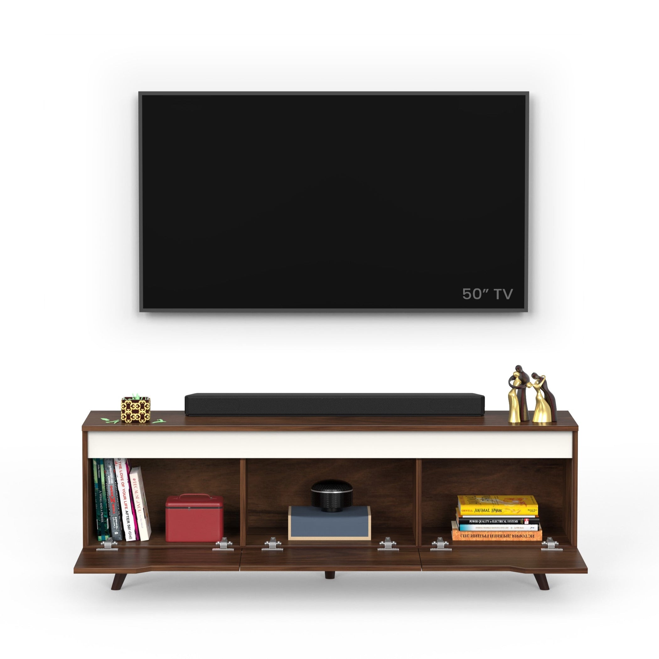 Blesky Mini Floor Standing TV Entertainment Unit & Cabinet with Décor ...