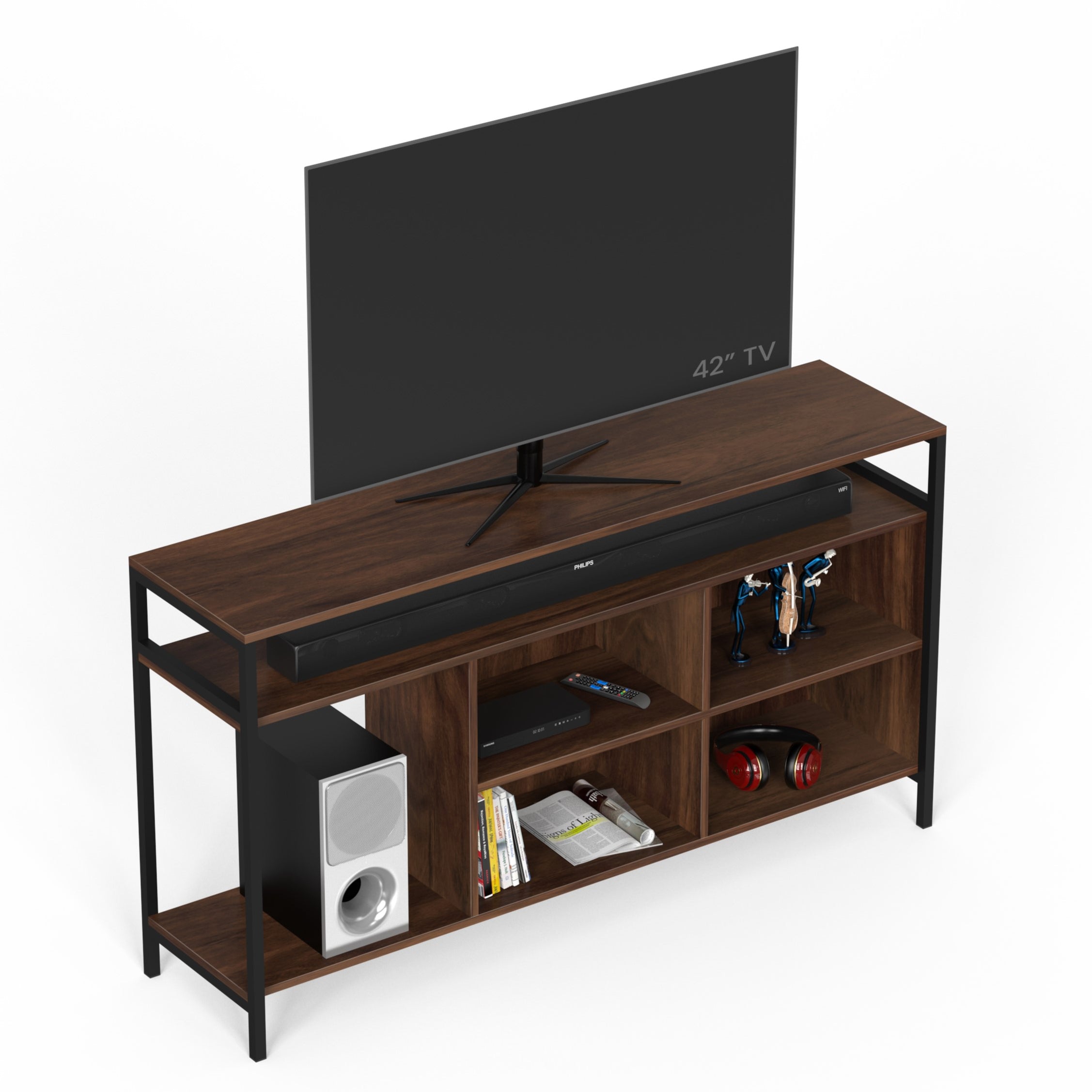 Duskin TV Entertainment Unit Set Top Box Stand/TV Cabinet with Shelves ...
