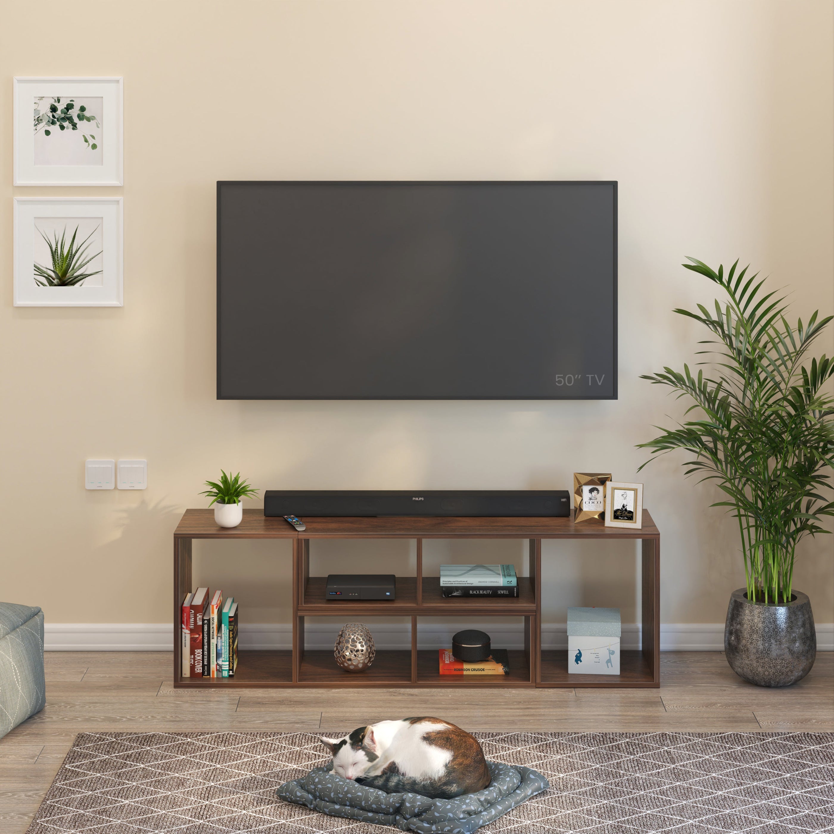 Petel TV Entertainment Unit/Versatile Adjustable TV Stand & Storage Un ...