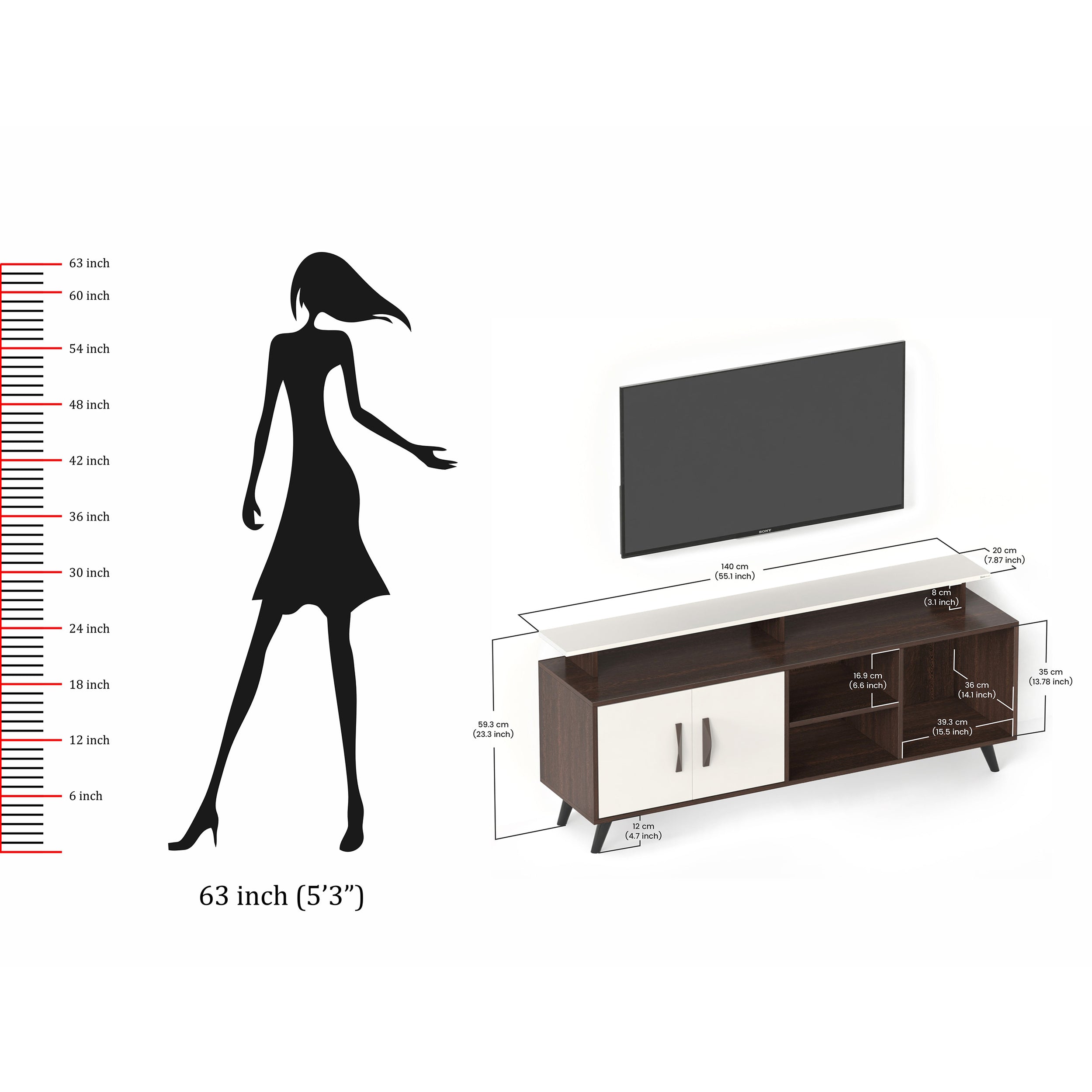 Skiddo TV Unit, Ideal for 55" — Bluewud