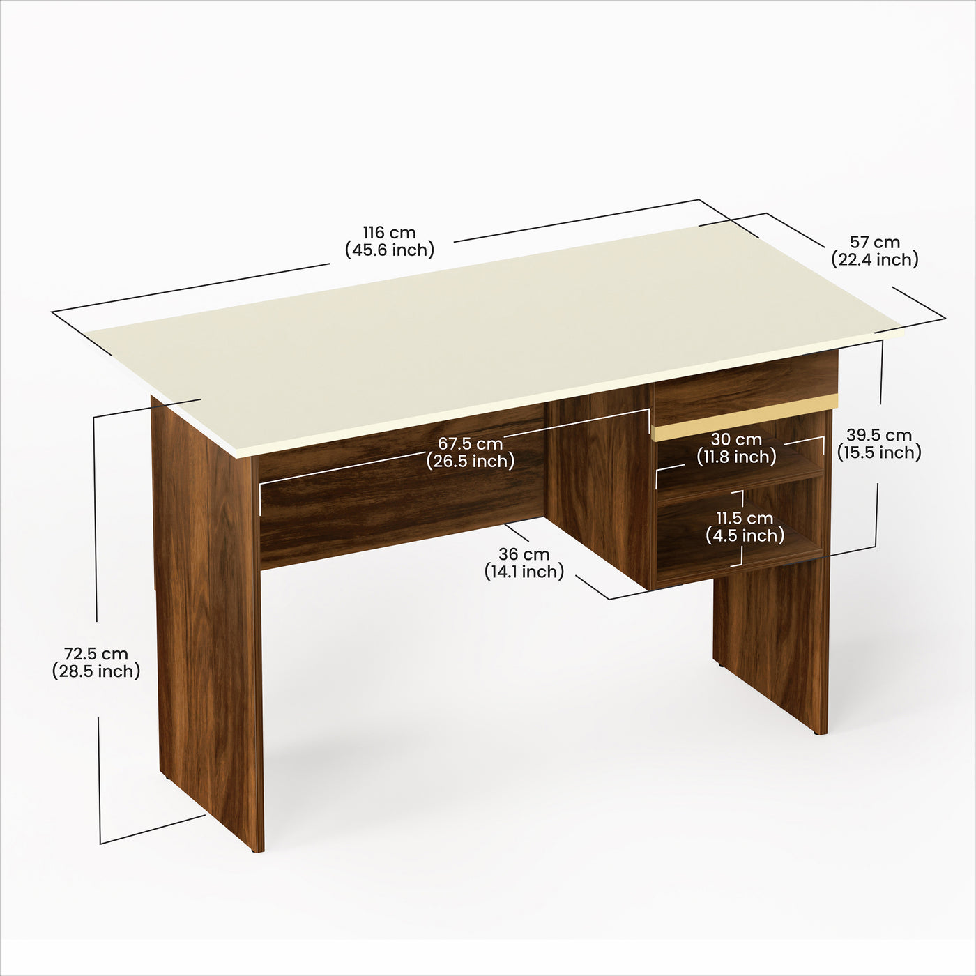 Amalet Study table (Brown Maple & Beige) — Bluewud