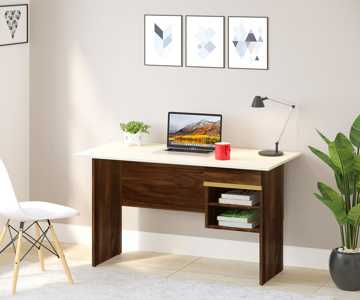 Amalet Study table (Brown Maple & Beige) — Bluewud