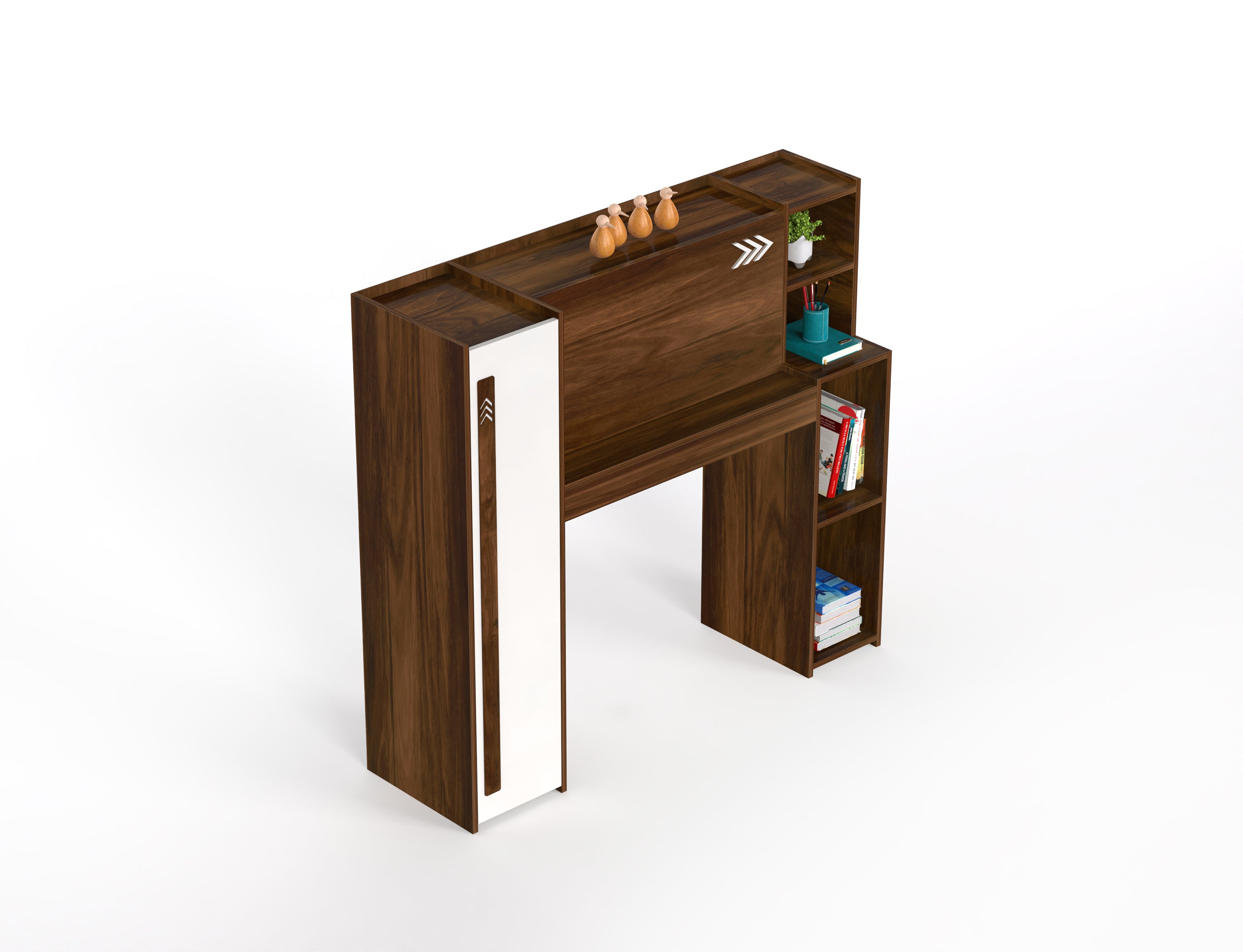 Walden Study Table Brown Maple & White — Bluewud