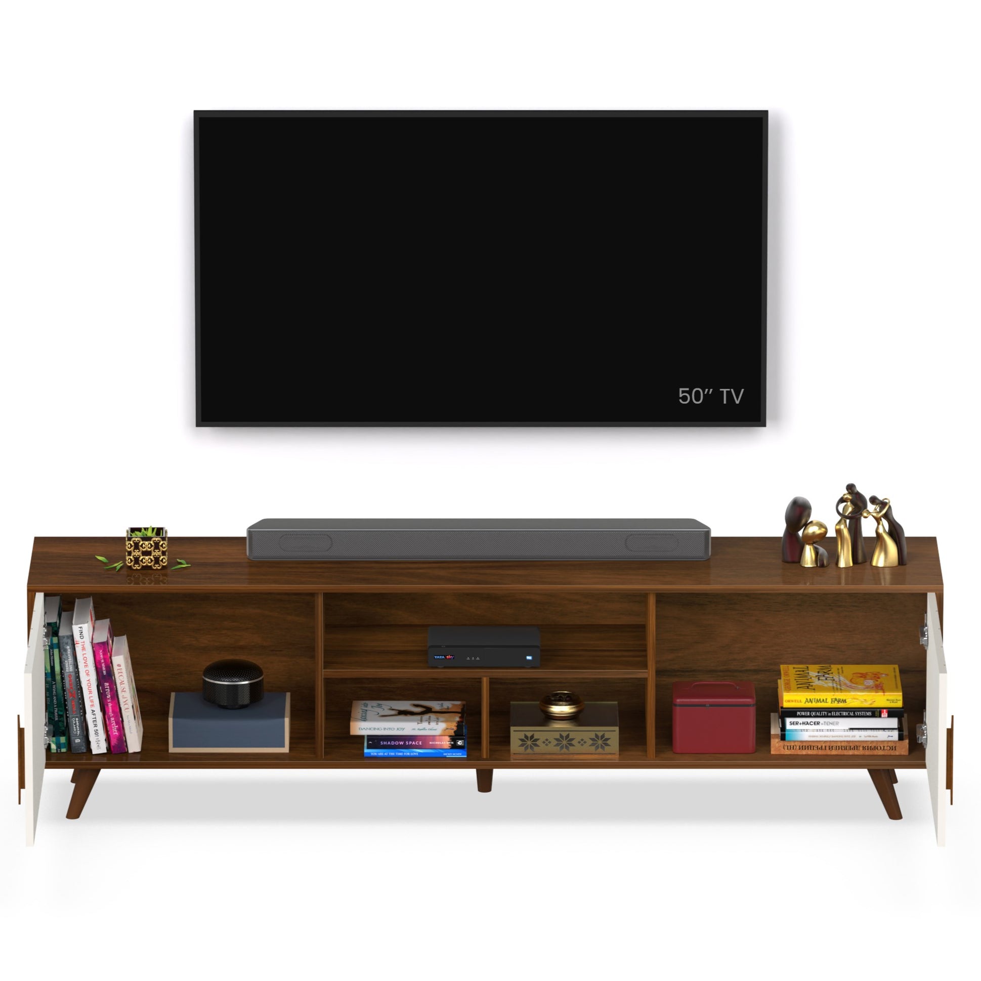 Wilbrome TV Entertainment Unit & Cabinet with Storage Shelves, up to 6 ...