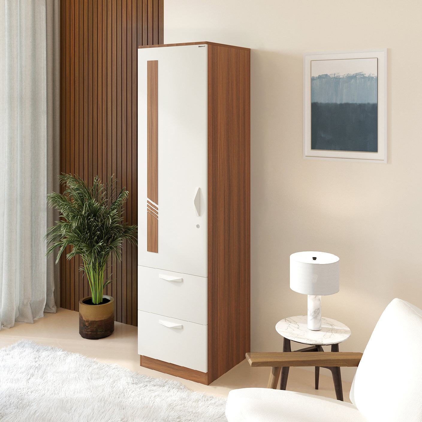 Single Door Wardrobe, One Door Wardrobe, 1 Door Wooden Almirah — Bluewud