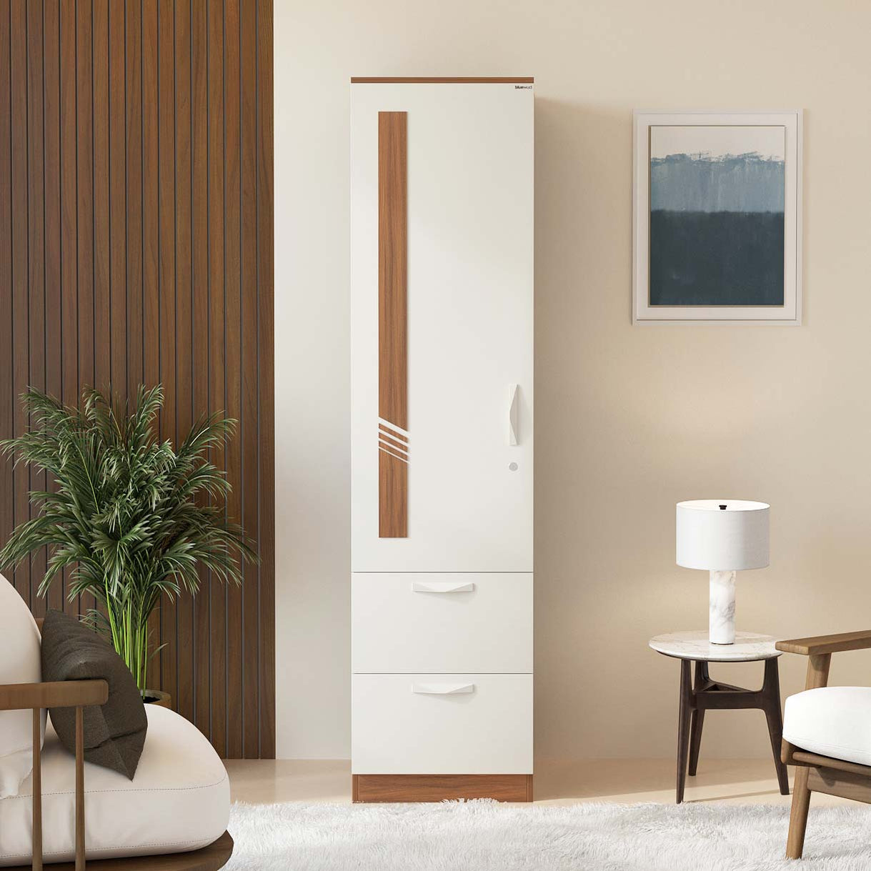 Single Door Wardrobe, One Door Wardrobe, 1 Door Wooden Almirah — Bluewud