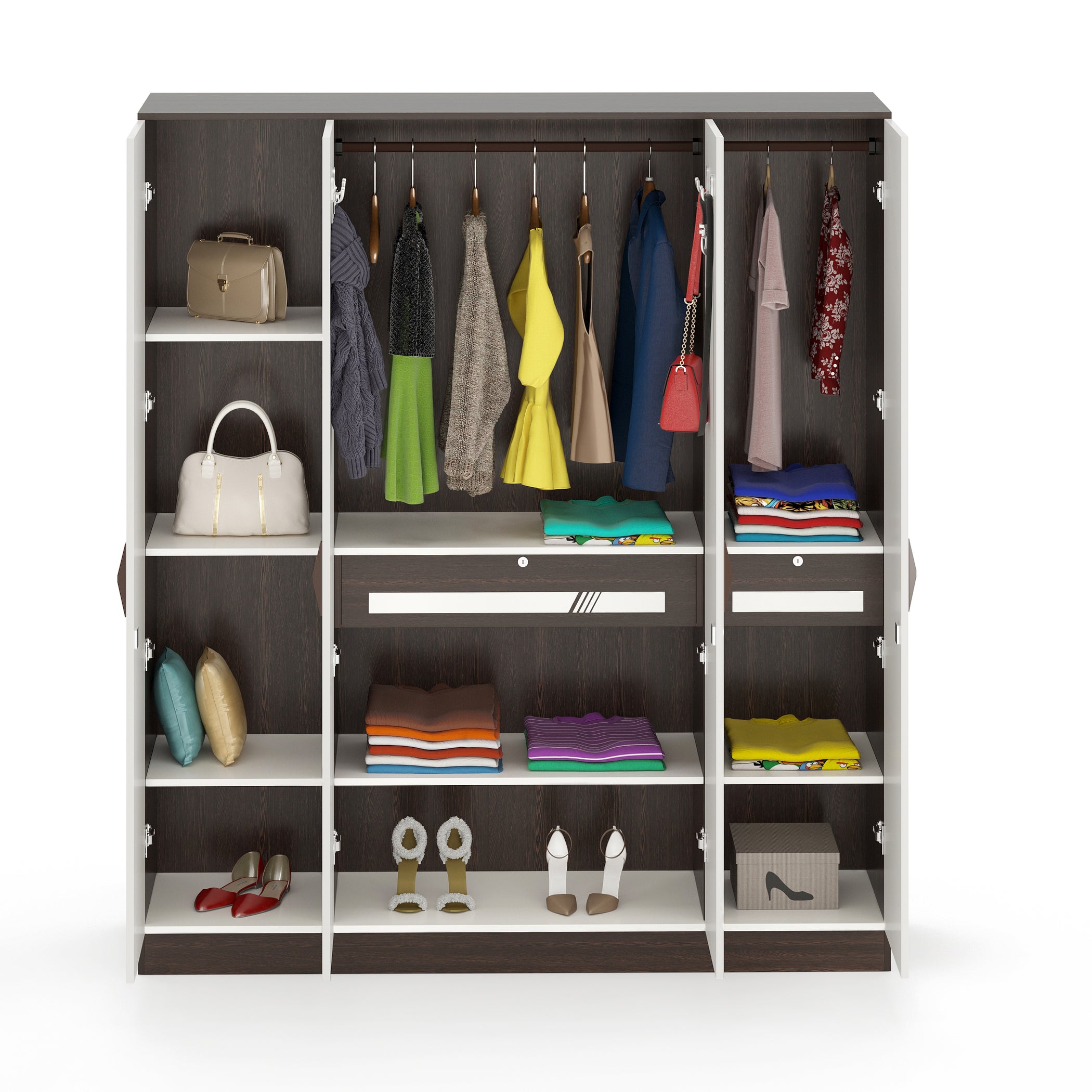 Andrie 4 Door Wardrobe with Mirror & Drawer — Bluewud